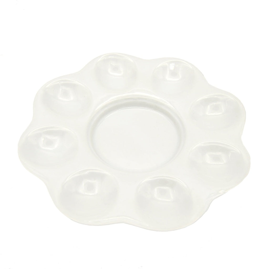 Porcelain Color Mixing Trays with 8 Slanted Wells and 1 Mixing Area